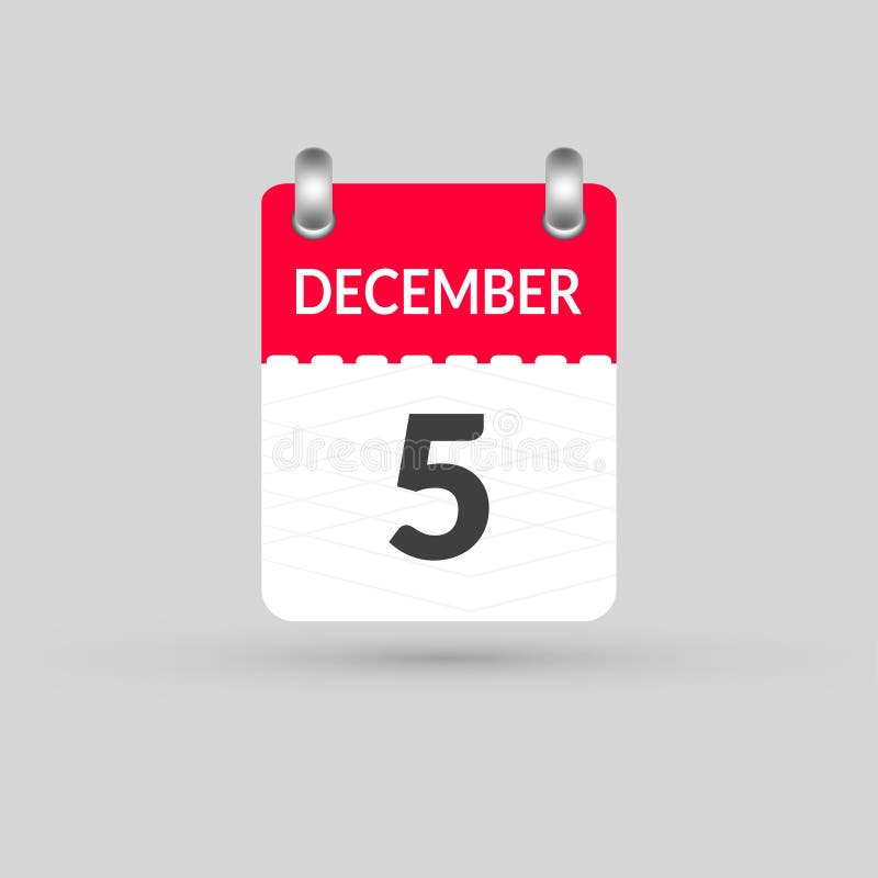 December 5 Calendar Date, Month Icon Stock Vector - Illustration of ...
