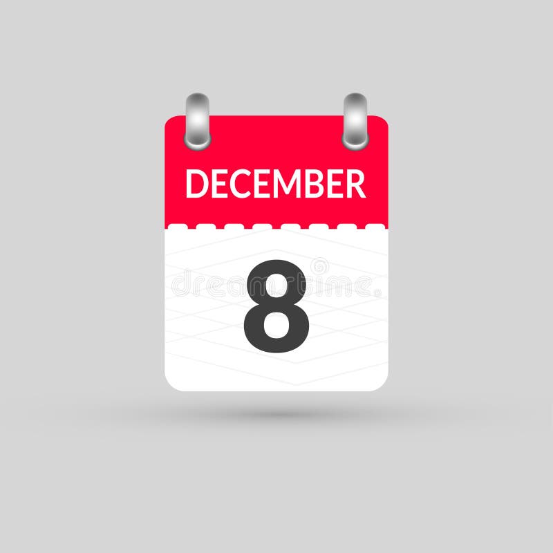 December 8 Calendar Date, Month Icon Stock Vector - Illustration of ...