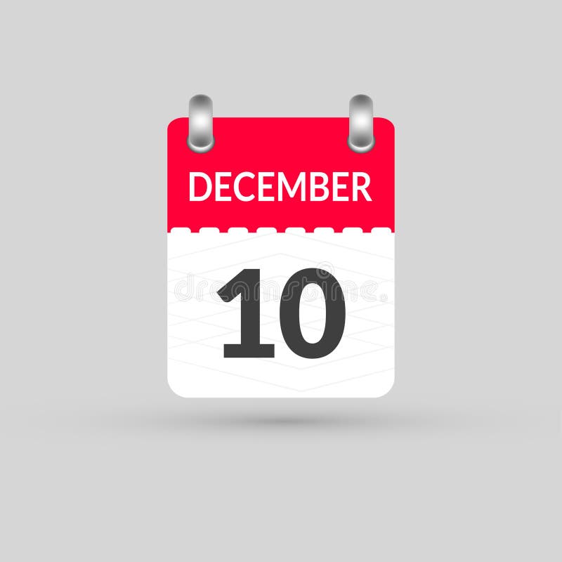 December 10 Calendar Date, Month Icon Stock Vector - Illustration of ...
