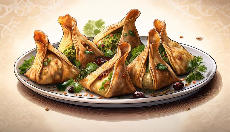 Elegant Traditional Ramadan Appetizer with Fresh Herb and Vegetable ...