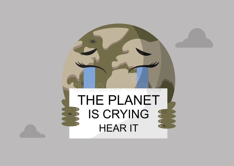 Crying Earth Holding the Planet is Crying Sign Stock Vector ...