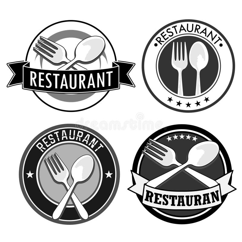 Restaurant Logo with Fork and Spoon Inside Stock Vector - Illustration ...