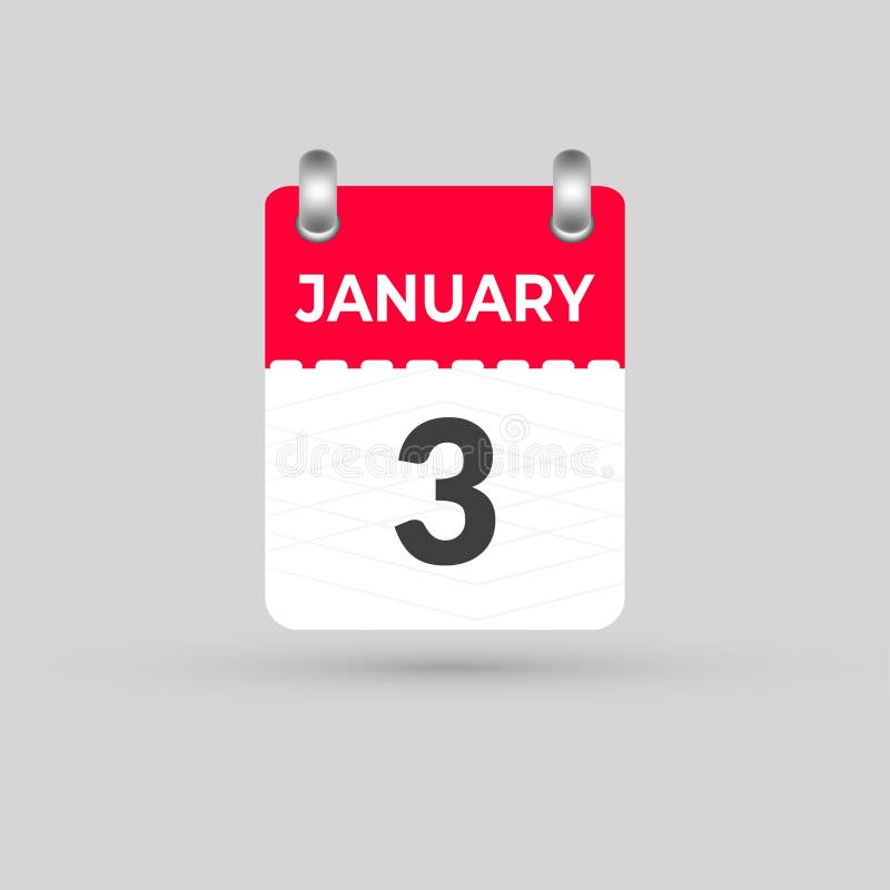 January 3 Calendar Date Month Icon Stock Vector - Illustration of font ...