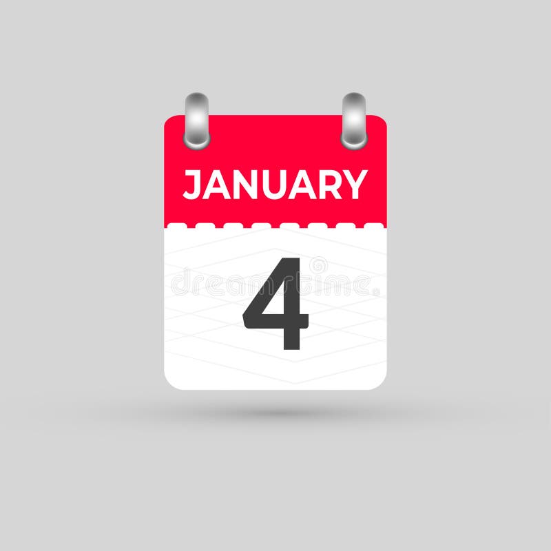 January 4 Calendar Date Month Icon Stock Vector - Illustration of page ...