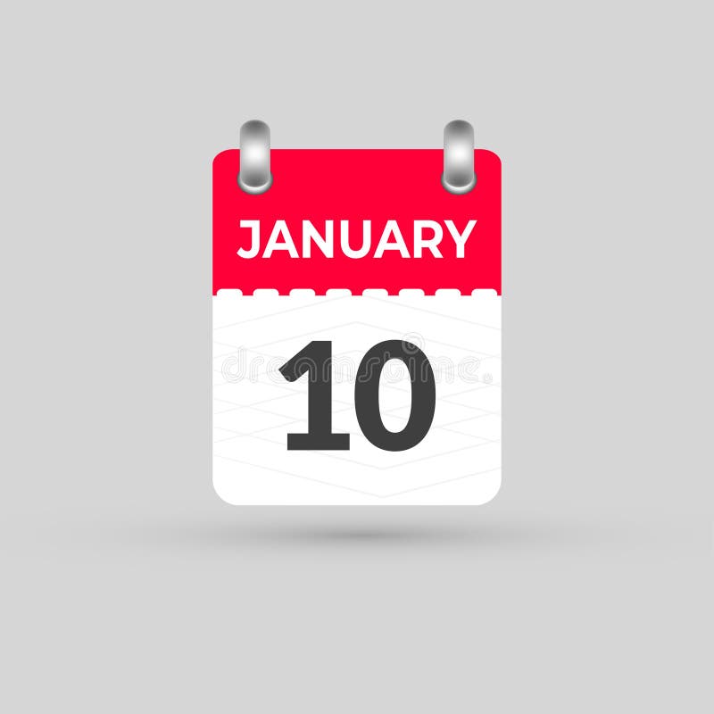 January 10 Calendar Date Month Icon Stock Vector - Illustration of ...