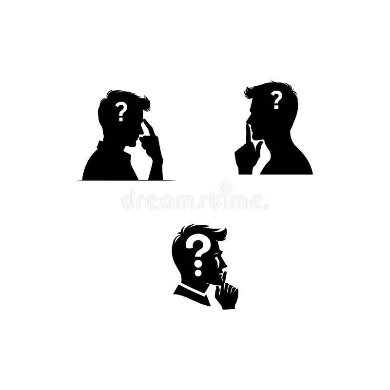 Man thinking silhouette stock illustration. Illustration of cartoon ...