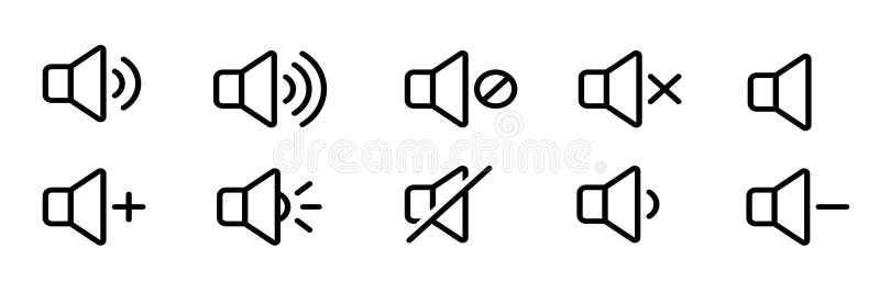 Speaker Volume Outlined Icon Set. Suitable for Multimedia UI UX, Sound ...