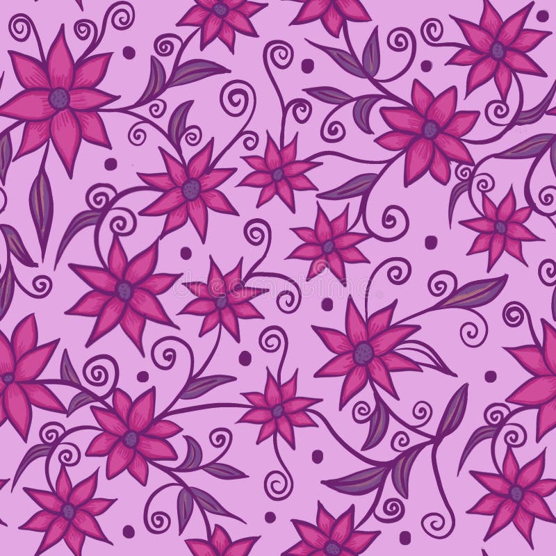 Floral Purple Seamless Pattern Background Wallpaper for Designs Stock ...