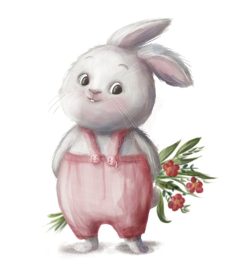 Cute Bunny Holding Flower Stock Illustrations – 1,792 Cute Bunny ...