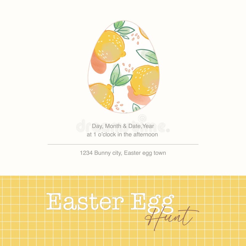 Lemon Style Easter Egg Hunt Invitation Card Stock Illustration ...