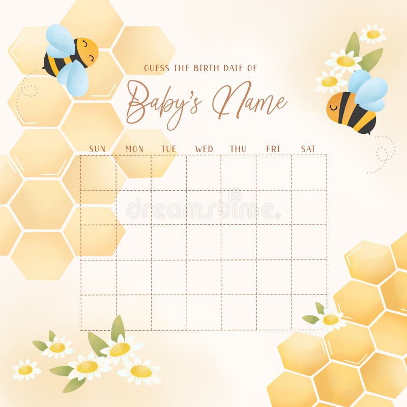 Little Bee for a Baby Name Guess Card. Stock Illustration ...