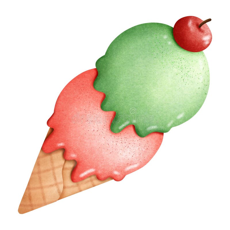 Happy Sundae Ice Cream with Cherry on Top Stock Photo - Image of food ...