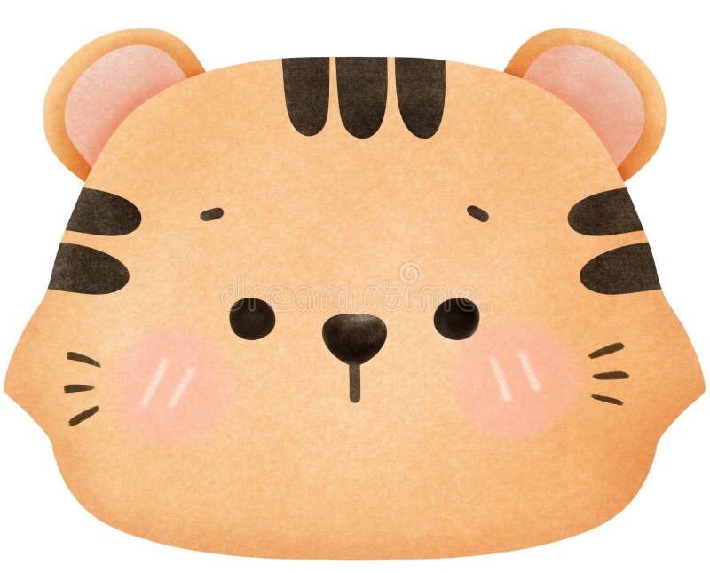 Cute and Plump Chubby Tiger Face with Pink Blush Shy Stock Image ...