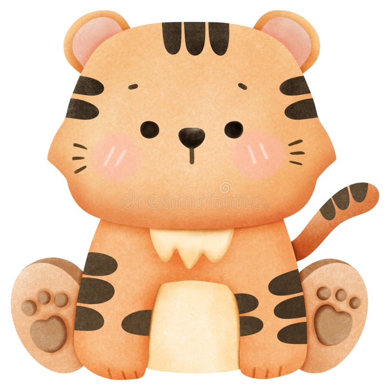 Cute and Adorable Sitting Baby Tiger Stock Image - Illustration of ...