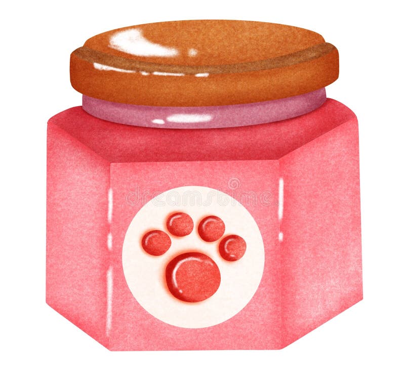 Cute Strawberry Pink Jam in Jar with Cat Paw Stock Photo - Illustration ...