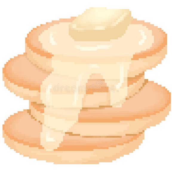 Cute Stack of Pancake with Butter in Pixel Art Stock Photo ...