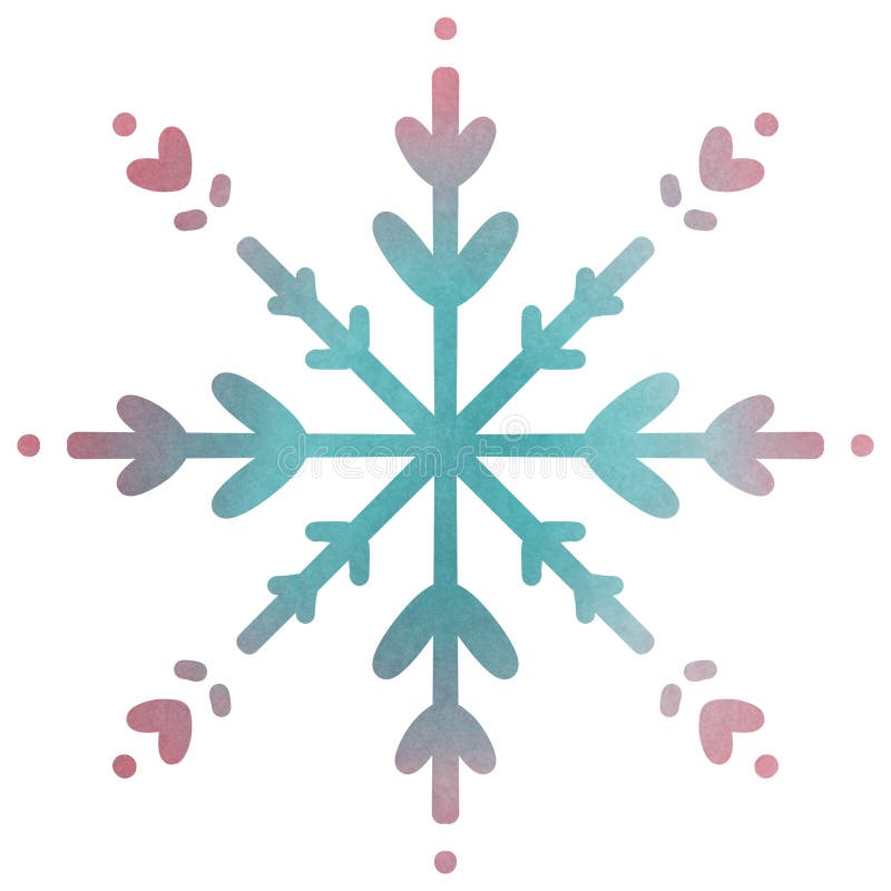 Cute Blue and Pink Snowflake for Winter, Heart Shape Snow Stock Photo ...