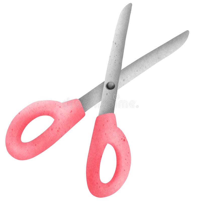 Cute Pink Pastel Scissors Cutter in Watercolor Style Stock Photo ...