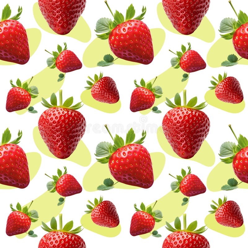 Bright Red Strawberry Design for Fabric Pattern, Seamless Pattern ...