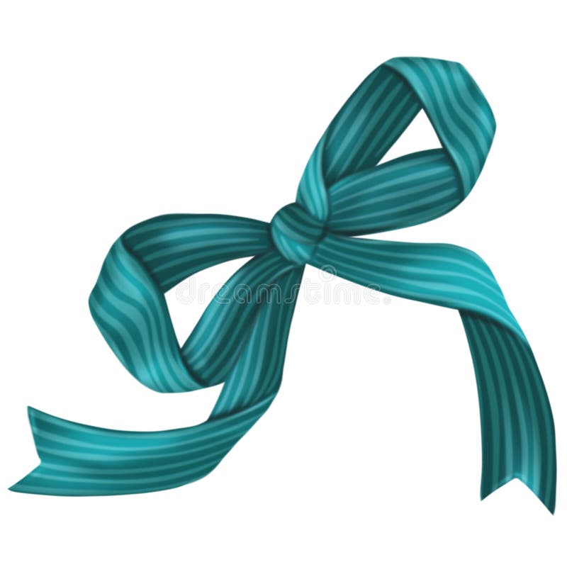Turquoise striped bow stock illustration. Illustration of yellow ...