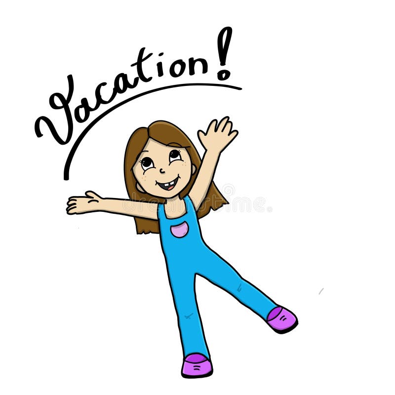 Excited School Girl in Vacation Stock Illustration - Illustration of ...