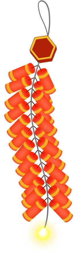 Miniature Red Chinese Firecrackers with Yellow Band Hang on a Grey ...