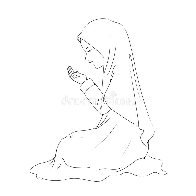 Illustration of Muslim Girls Worshiping and Praying Stock Illustration ...