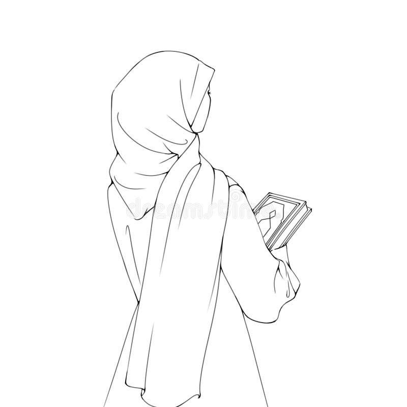 Muslim Line Art for Coloring Book Stock Illustration - Illustration of ...