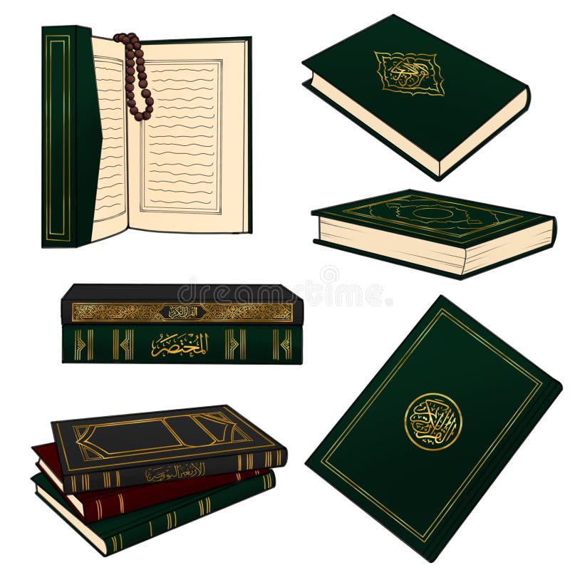 Green Quran Illustration for Muslim Worship Stock Illustration ...