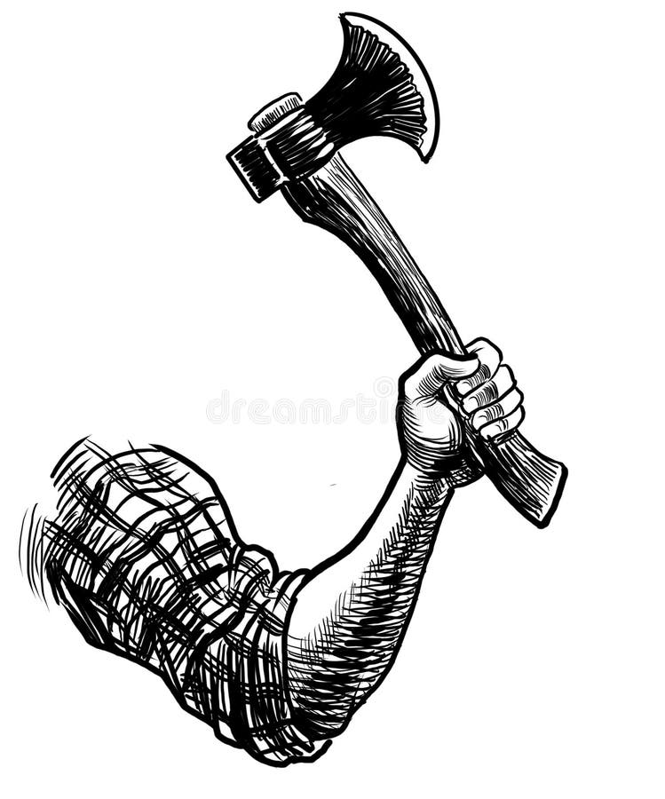 Hand holding axe stock illustration. Illustration of wine - 311870336