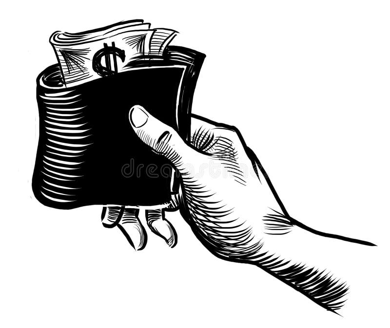 Hand holding a wallet stock illustration. Illustration of commerce ...