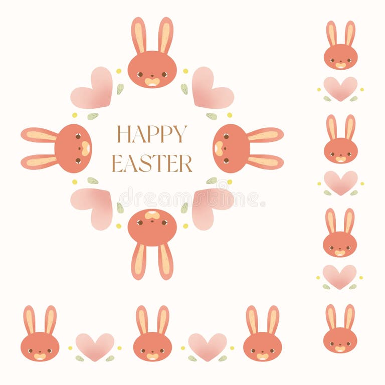 Easter Fast with Cuties Pink Bunny. Happy Easter Day Stock Illustration ...