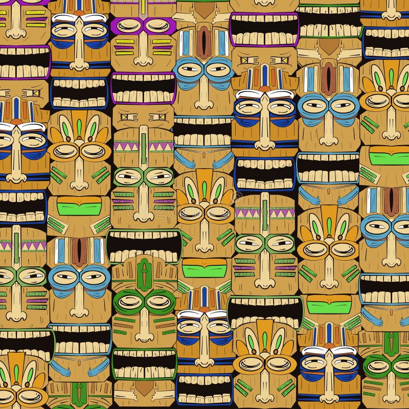 Tribal Expressions: Vibrant Red Indian Style Human Face Pattern ...