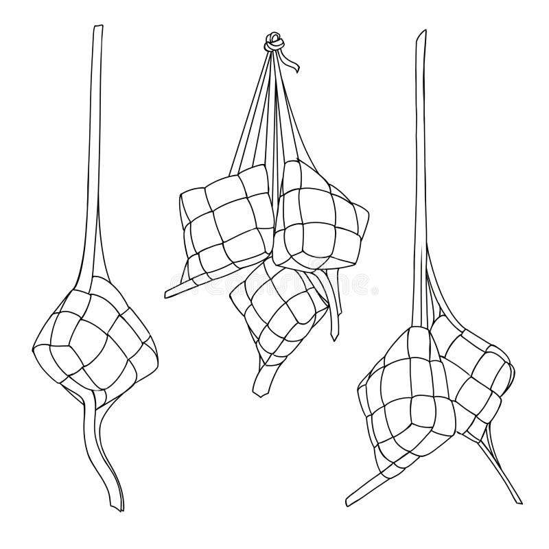 Watercolor Illustration Hanging Ketupat Stock Illustration ...