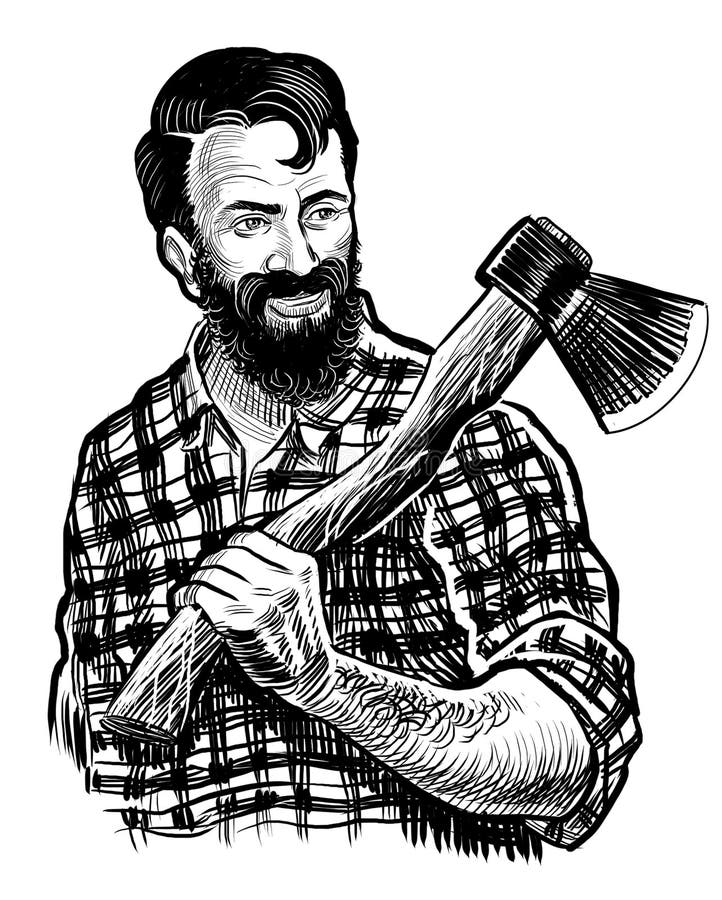 Lumberjack with axe. stock illustration. Illustration of logger - 317159376