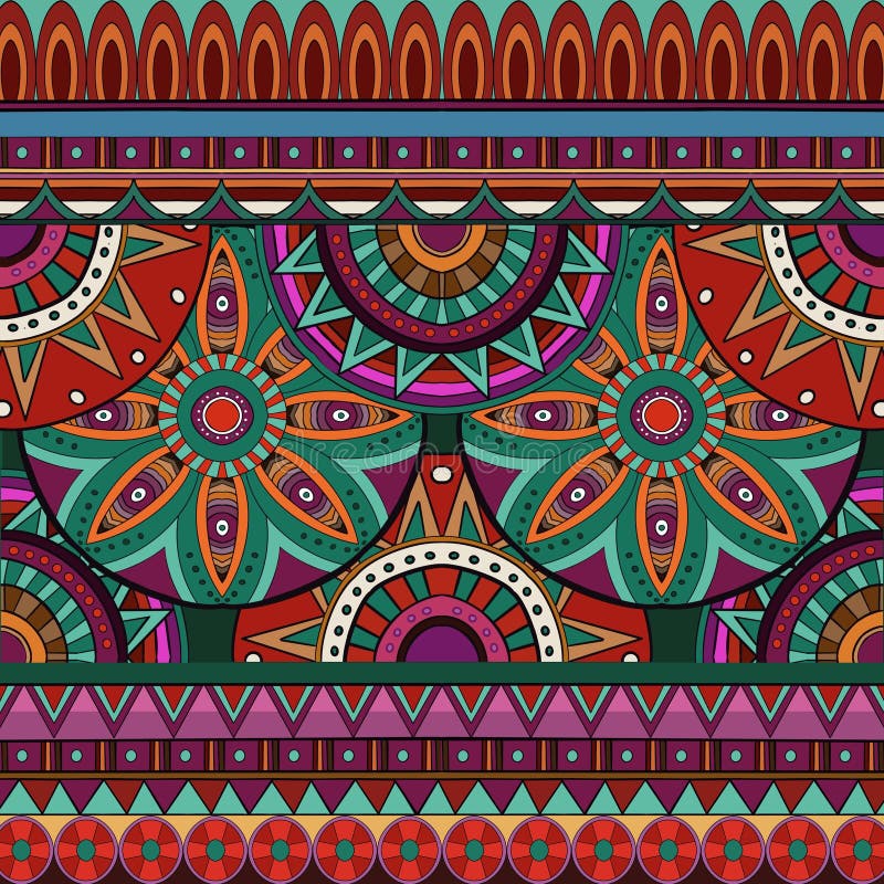 Vibrant Heritage: Red Indian Tribal Cloth Pattern Stock Illustration ...