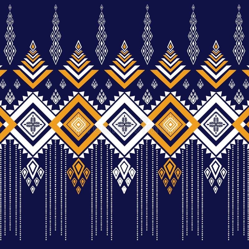 Classic Geometric American Ethnic Fabric Pattern in Yellow-White Tones ...