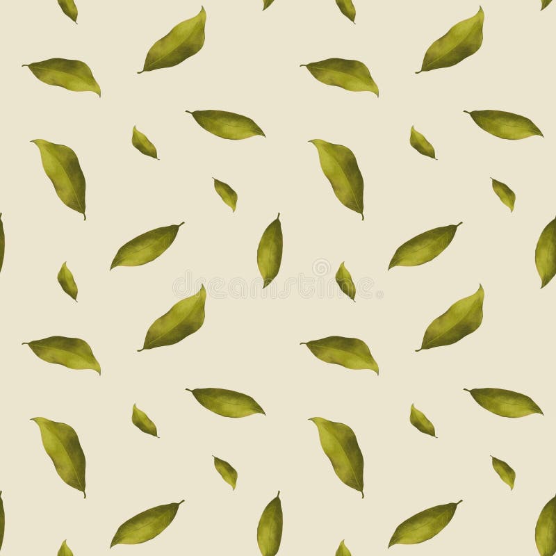 Green Leaves Seamless Pattern, Hand Draw Lemon Leaves Stock ...