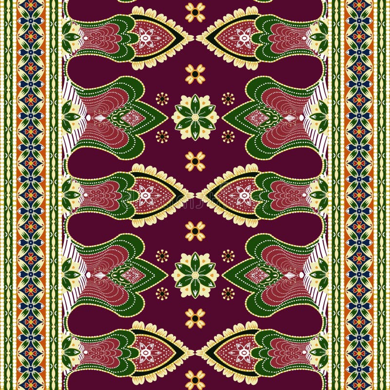 Indian Tribal Fabric Patterns: Floral Designs in Red and Green Tones ...
