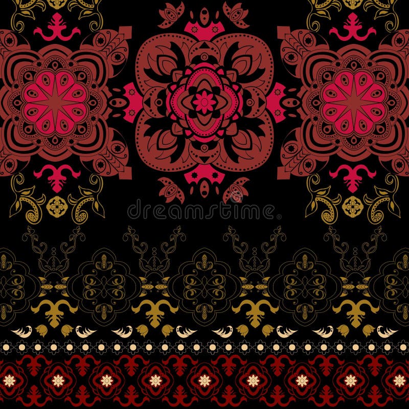 Indian Ethnic Fabric Patterns: Floral Designs in Orange-Pink Tones ...
