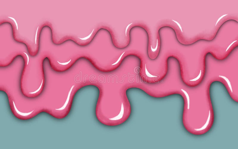 Melted Pink Ice Cream Flowing on a Green Background. Stock Illustration ...