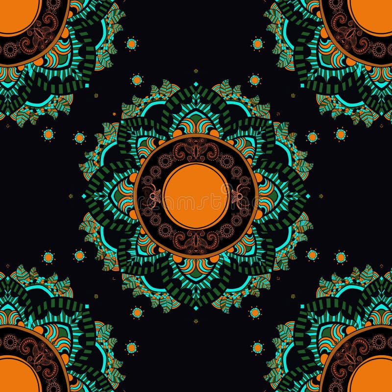 Indian Ethnic Tribal Fabric Patterns in a Mesmerizing Mandala Stock ...