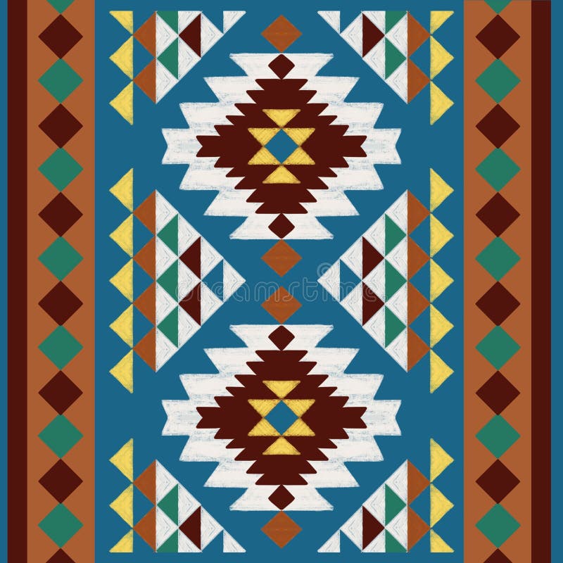 Tribal Arabian Fabric Pattern: Geometric Style in Red and Orange Tones ...