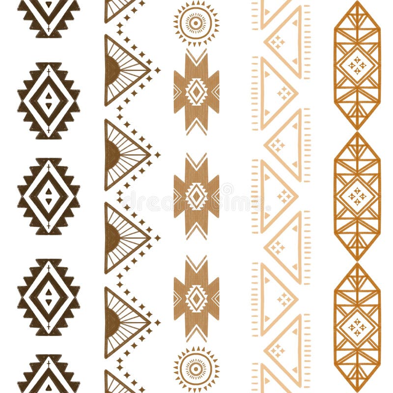 African Tribal Fabric Pattern: Geotactic Style in Brown Tones for ...