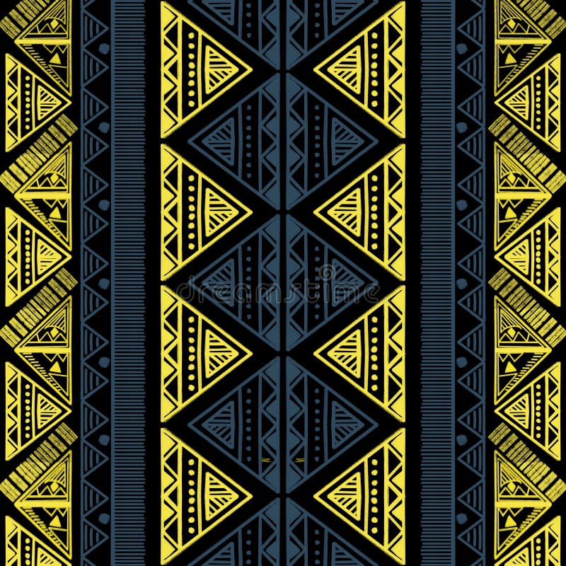 African Ethnic Fabric Pattern: Blue and Yellow Tones in Ancient ...