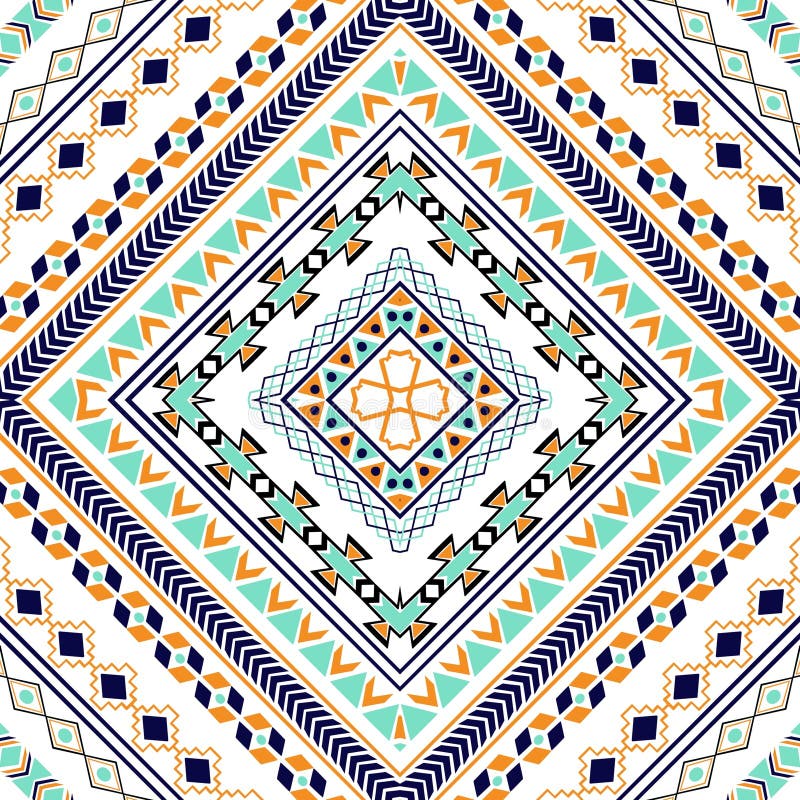 Indian Ethnic Fabric Pattern: Geometric Style in Orange and Green Tones ...