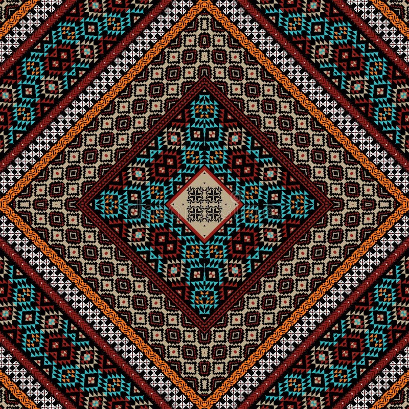 Inspired Geometric Water Tones Arabian Tribal Fabric Patterns for ...