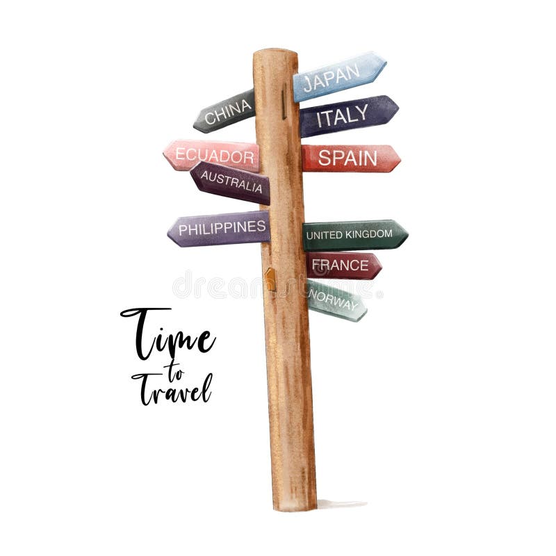 Wooden Signpost Illustration. Signboard with Signs Pointing in the ...
