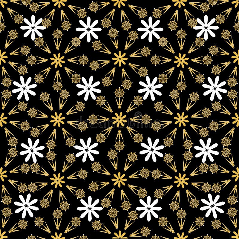 Indian Tribal Fabric Pattern: Yellow and White Floral Design with Black ...