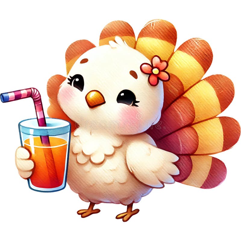 Turkey Watercolor Illustration on a Transparent Background ...